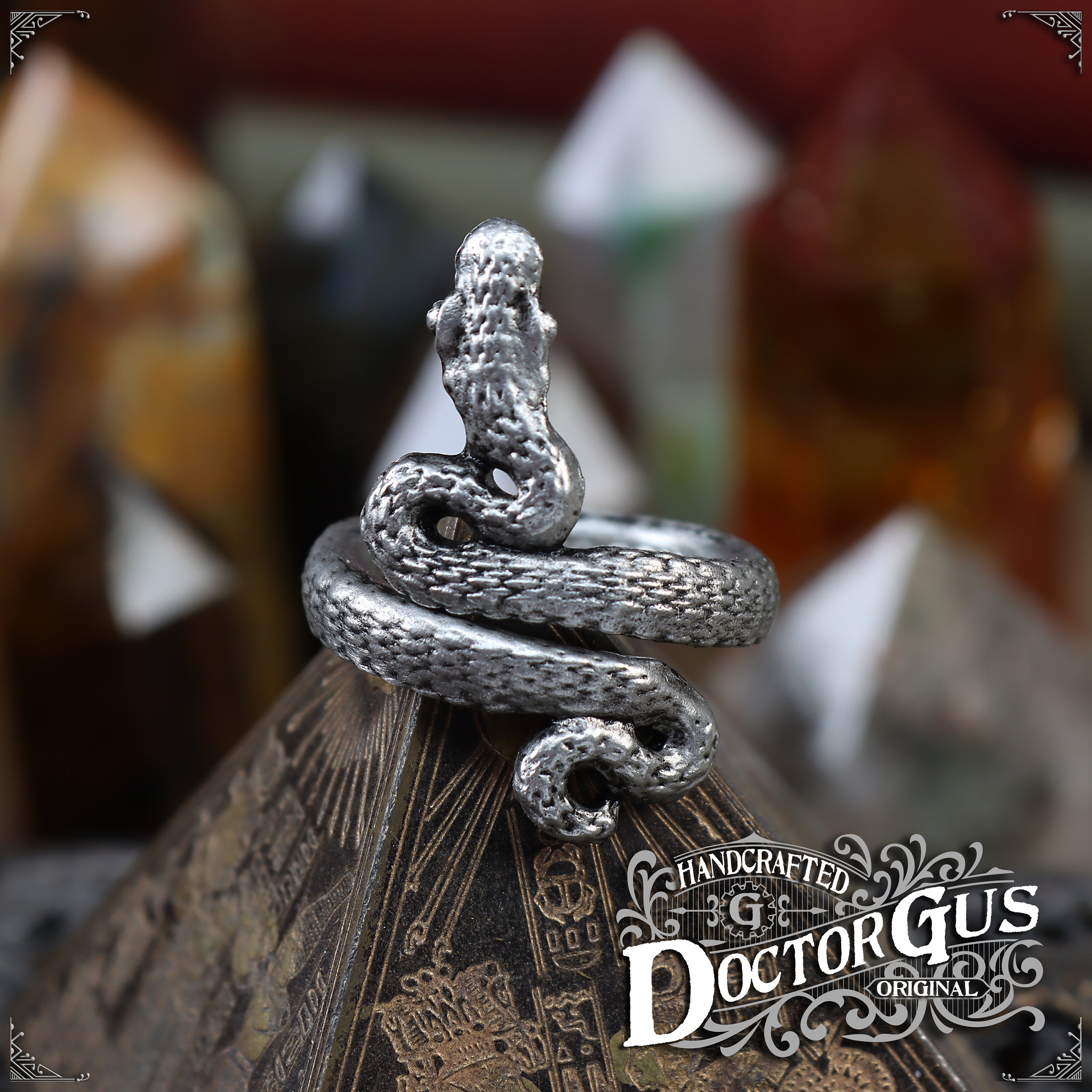 Coiled Serpent Ring - Adjustable Snake Ring - Handcrafted Pewter by ...