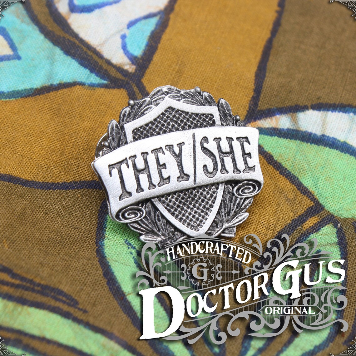 They/she Pronoun Badge - Pride Pronoun Pin - Handcrafted Pewter ...