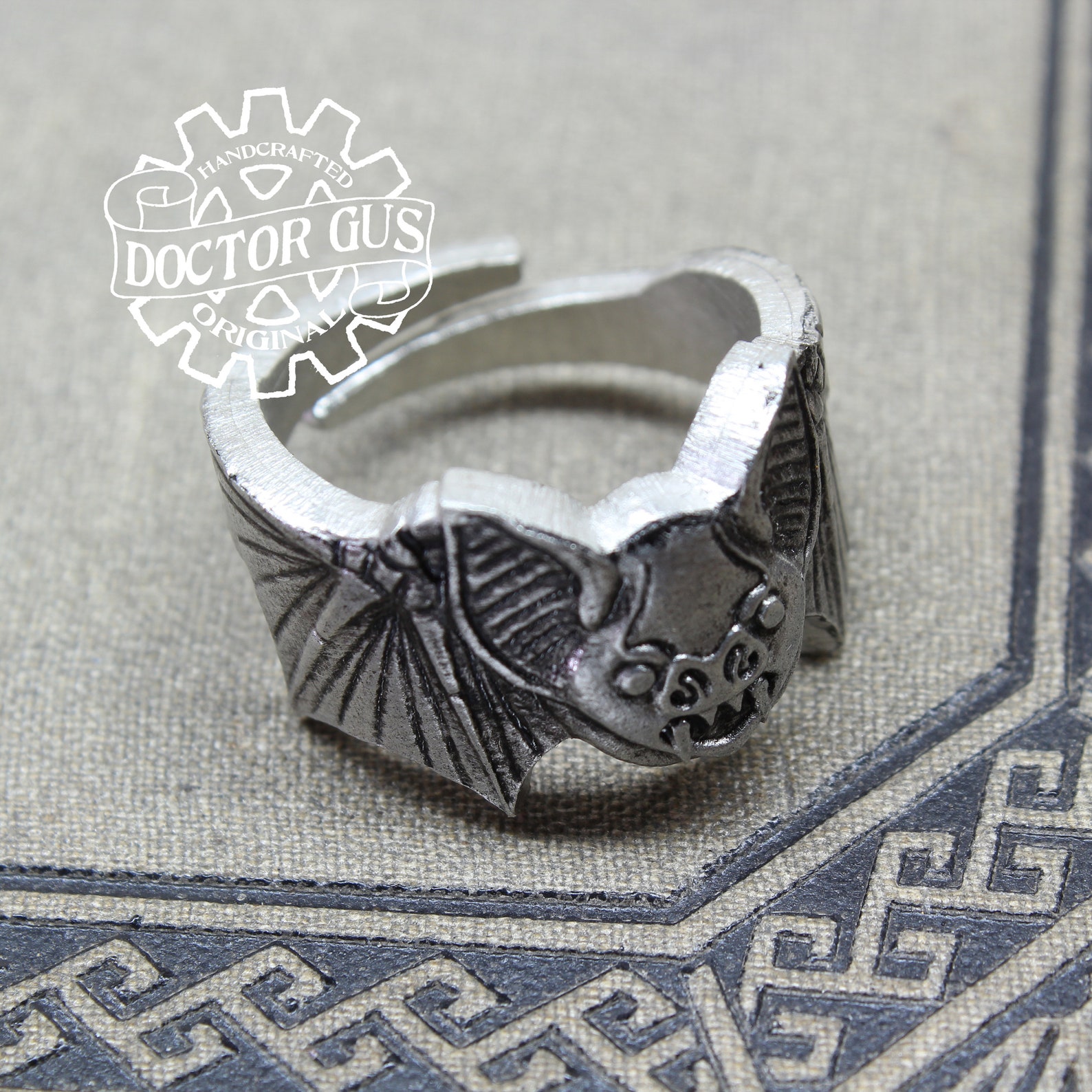 Bat Ring Handcrafted Pewter Ring Adjustable Men's Ring | Etsy