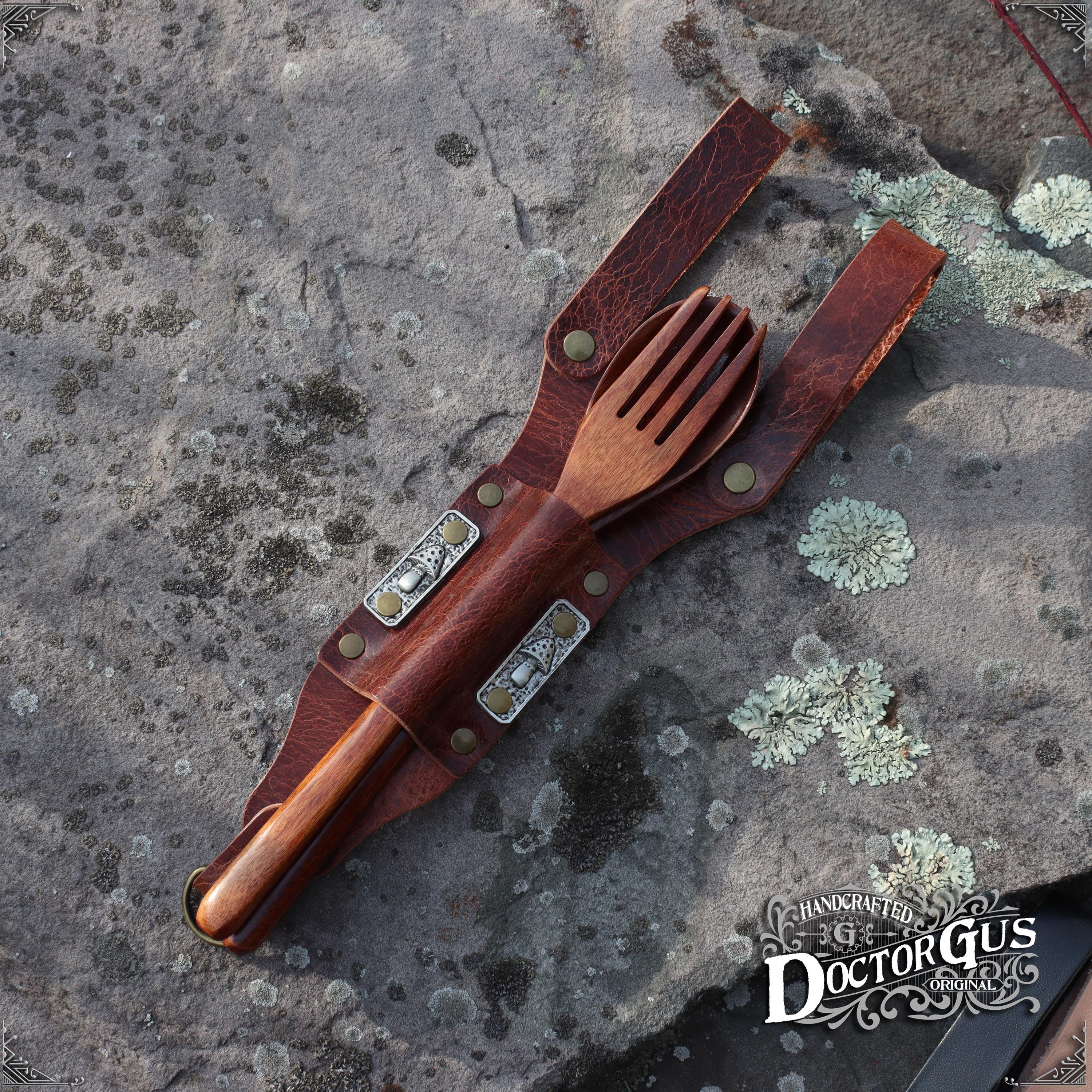 Handcrafted Leather Spoon Holster – Antique Brown – Belt-mounted ...