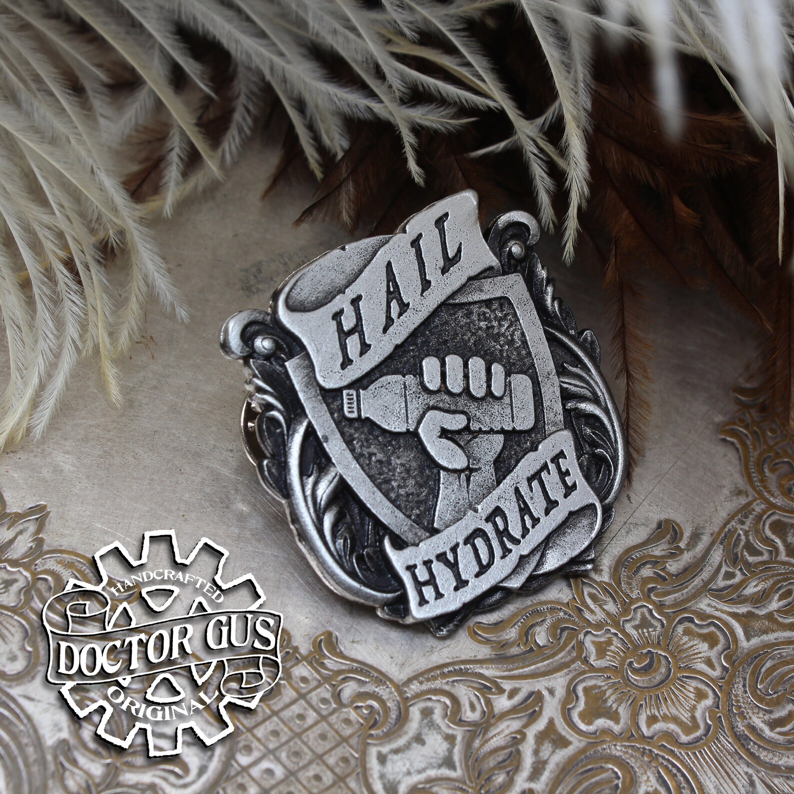 Hail Hydrate Badge Pewter Pin Handcrafted Accessories by | Etsy