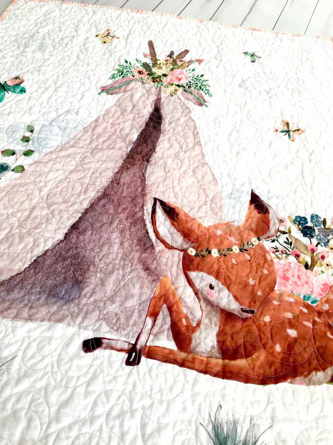 Fawn Deer Baby Quilt Deer Baby Blanket Baby Whole Cloth - Etsy