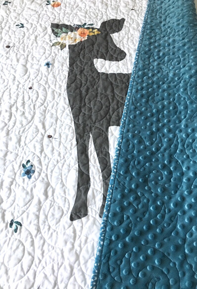 Baby Quilt Woodland Baby Quilt Deer Baby Blanket Cuddly - Etsy