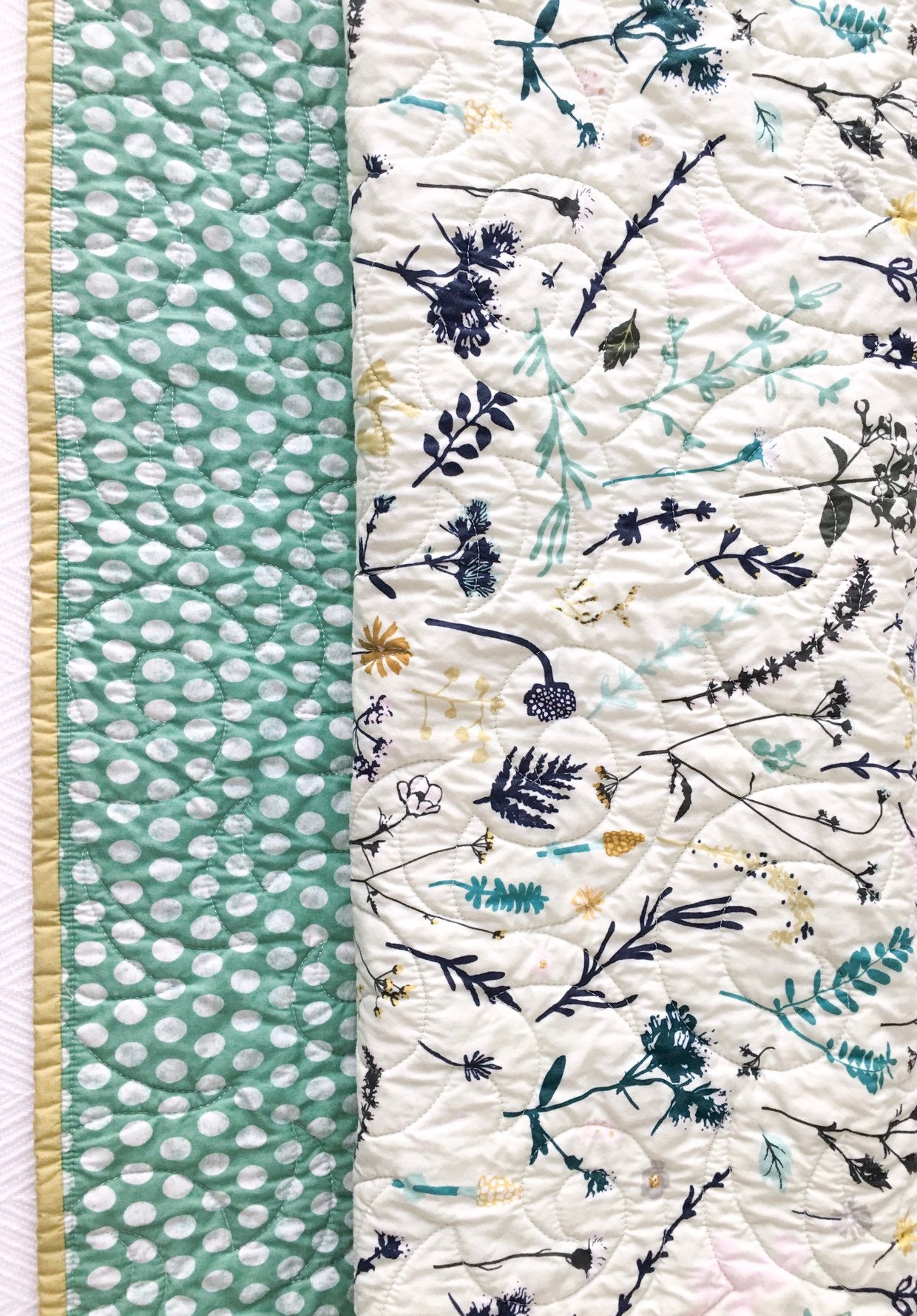 Modern Botanical Baby Quilt Handmade Wildflower Crib Blanket | Etsy