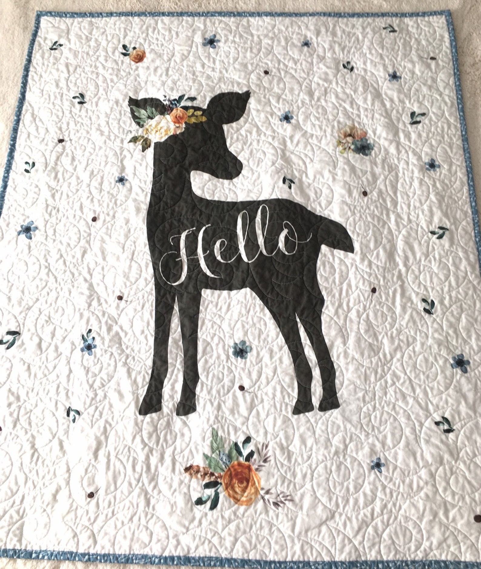 Baby Quilt Woodland Baby Quilt Deer Baby Blanket Cuddly - Etsy