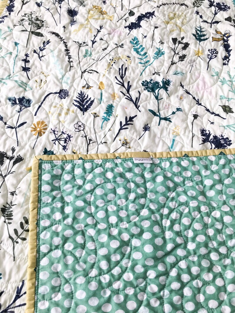 Modern Botanical Baby Quilt Handmade Wildflower Crib Blanket - Etsy