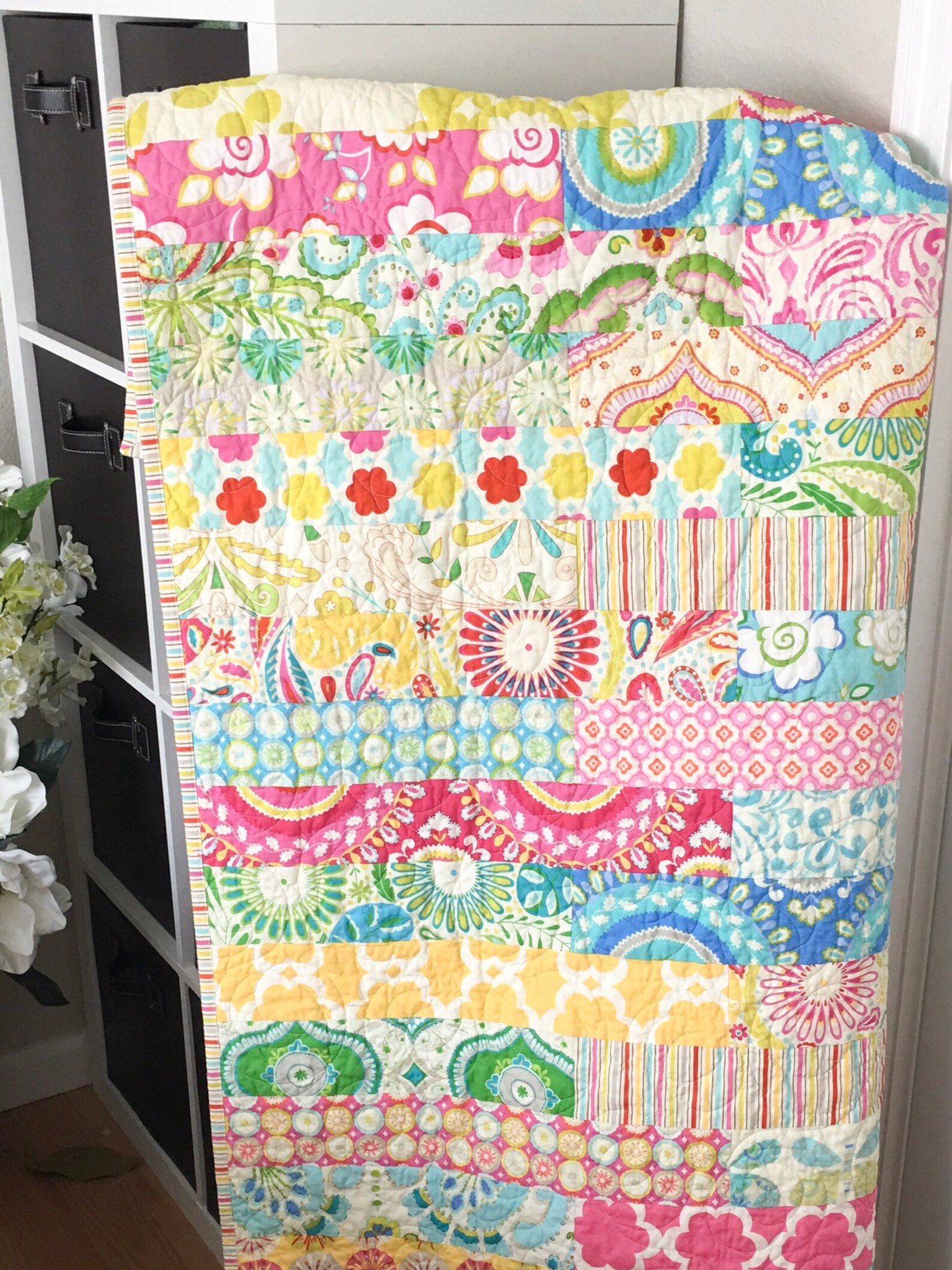 Modern Floral Custom Lap Size Toddler Baby Girl Quilt Blanket | Etsy