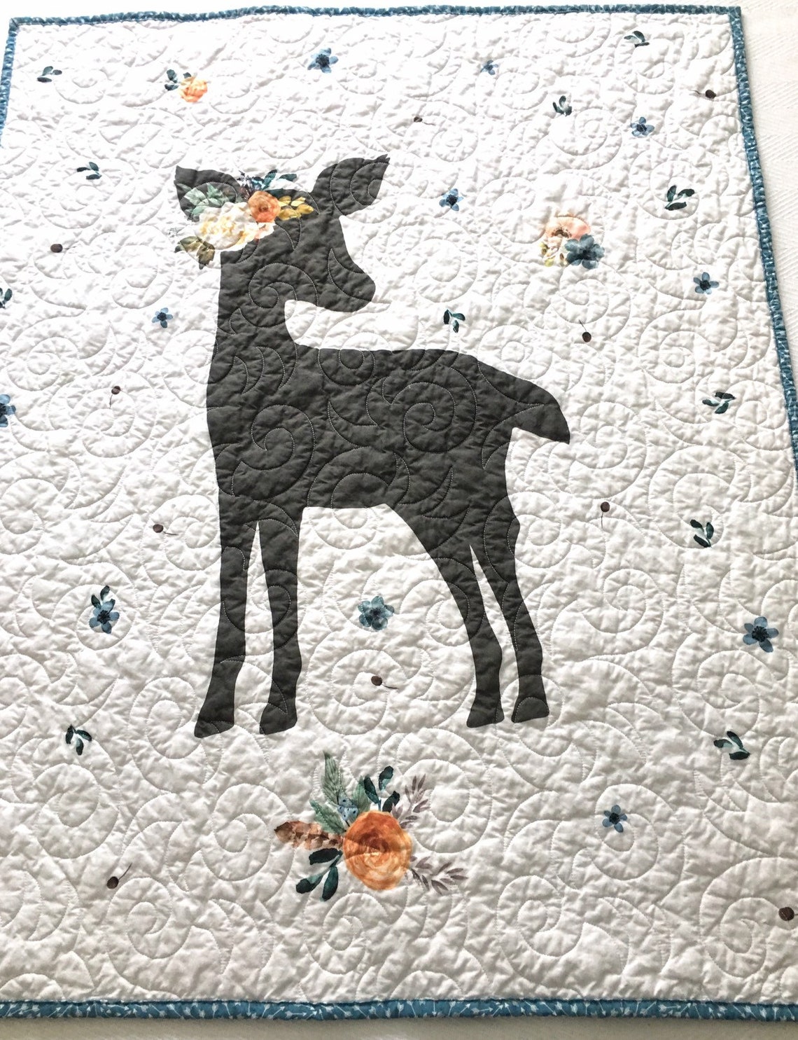 Baby Quilt Woodland Baby Quilt Deer Baby Blanket Cuddly - Etsy