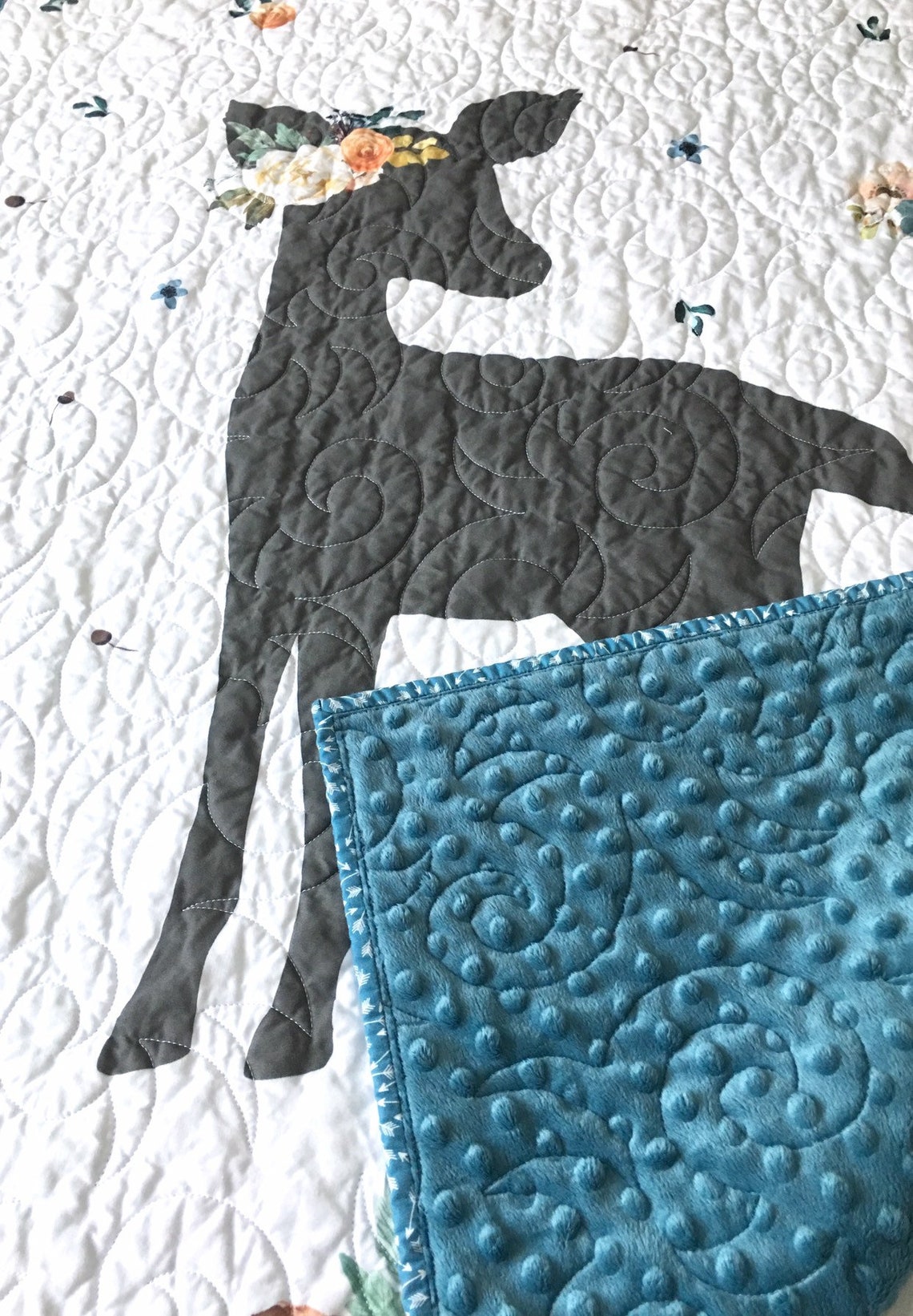 Baby Quilt Woodland Baby Quilt Deer Baby Blanket Cuddly - Etsy