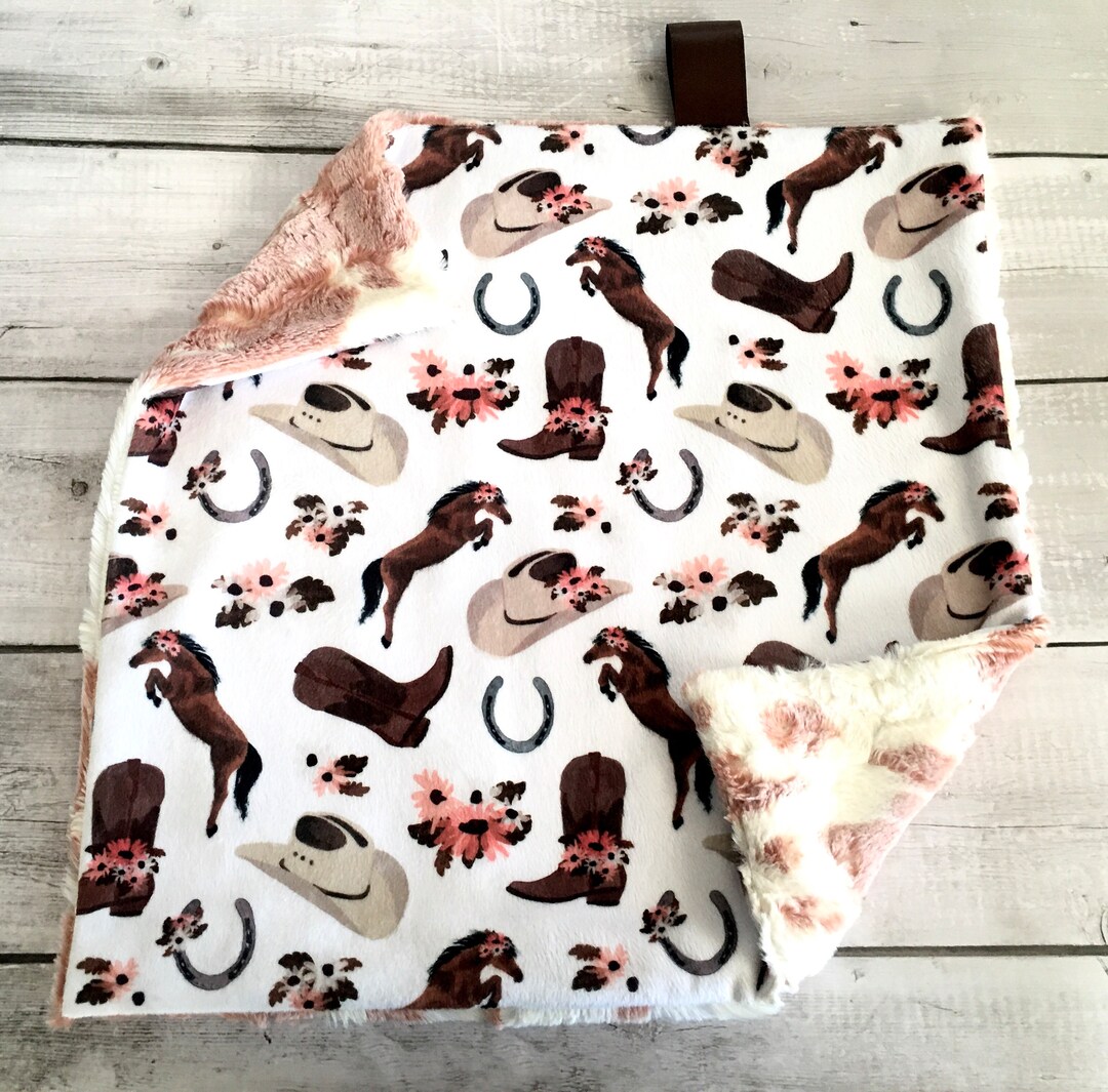 Lovey: Cowgirl Security Lovey, Floral Horse Minky Cuddle Lovey, Western ...