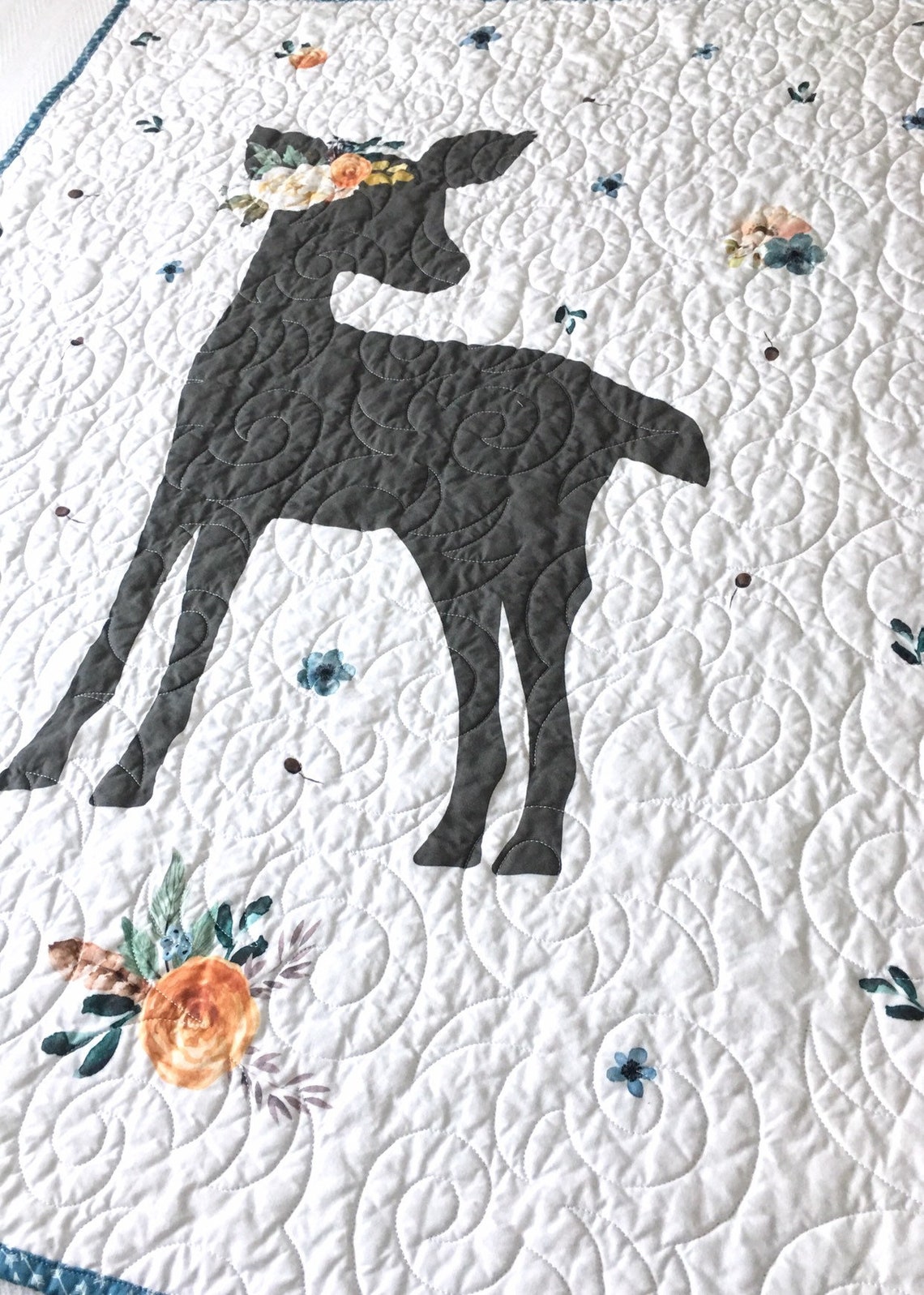 Baby Quilt Woodland Baby Quilt Deer Baby Blanket Cuddly - Etsy