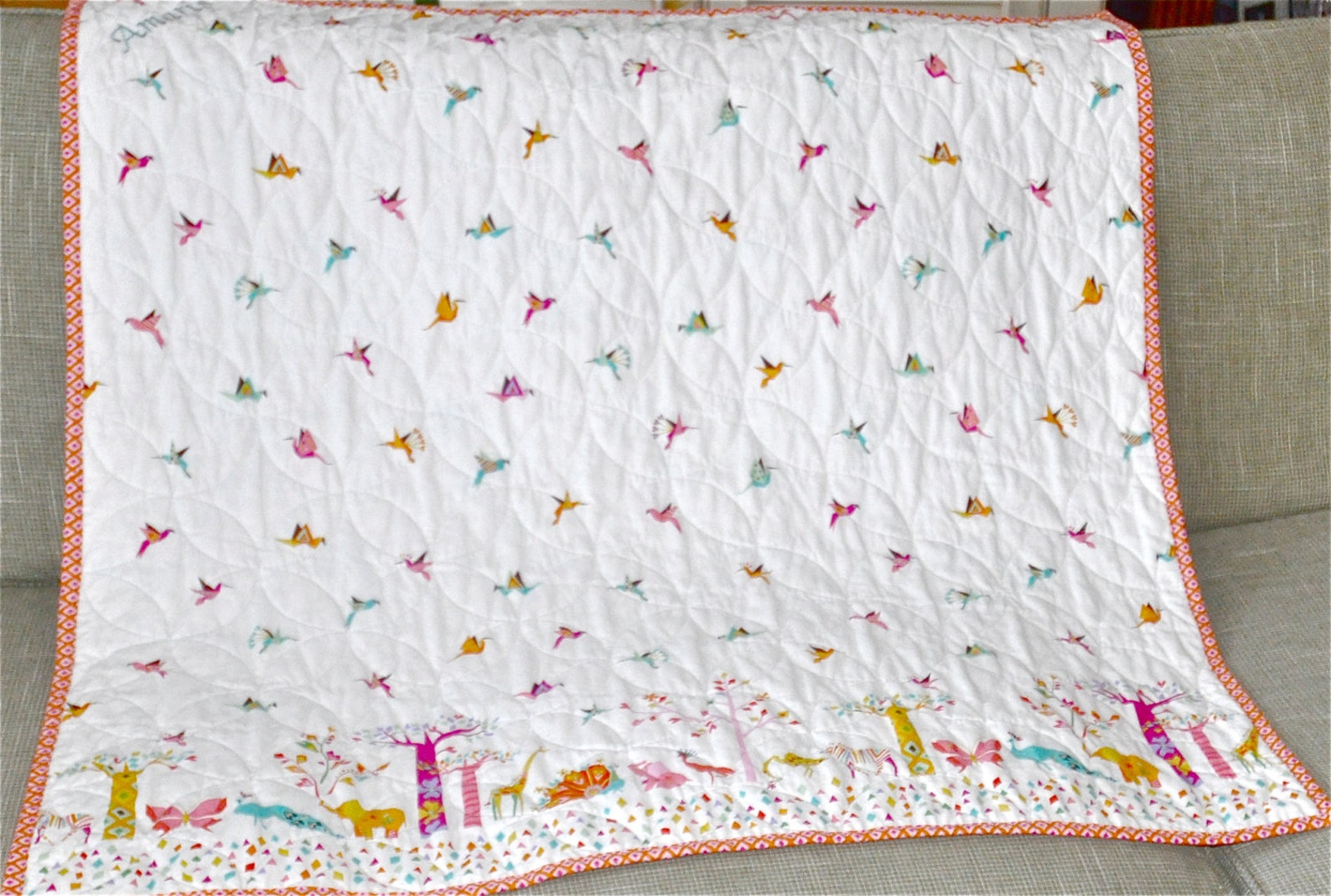 MADE TO ORDER Origami Oasis Modern Baby Quilt Baby Girl | Etsy