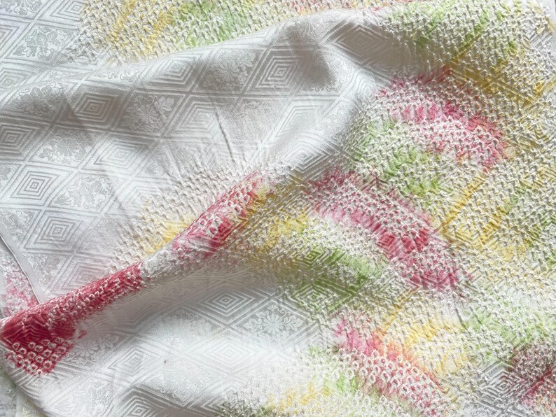 White Textured Fabric With Colorful Accents, Jacquard Woven Material - Etsy
