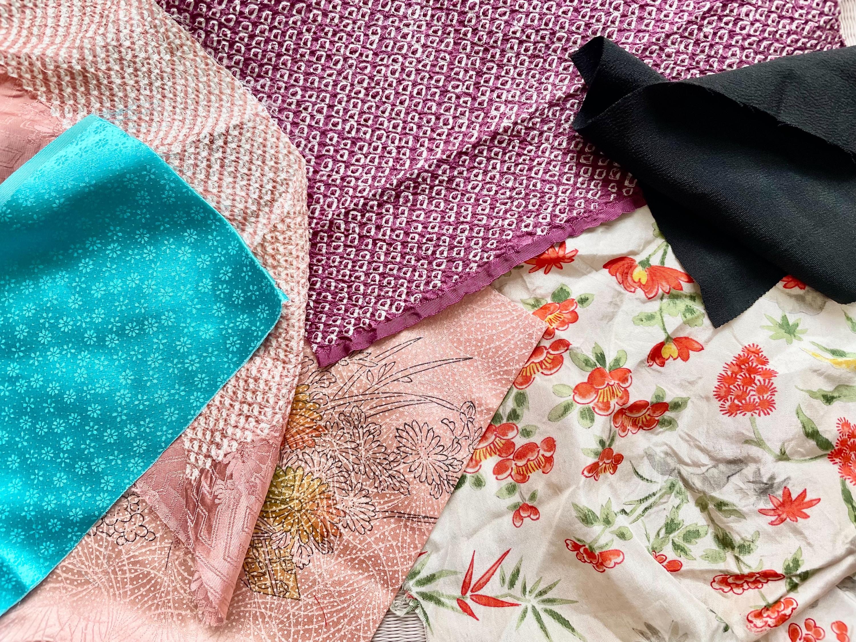 Japanese Vintage KIMONO Fabric, Traditional Pattern, Silk, RANDOM ...