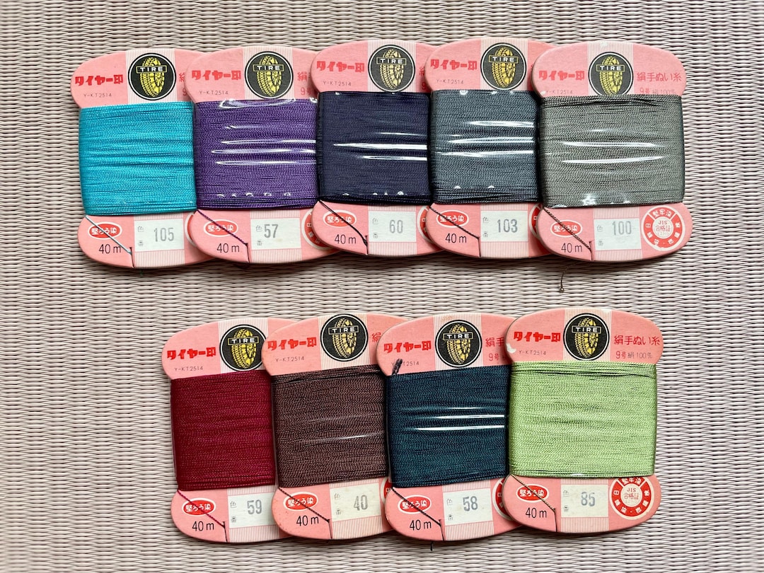 100% Pure Silk Hand Sewing Thread Set, 43.7yd (40m), Fujix Tire. No.9 ...