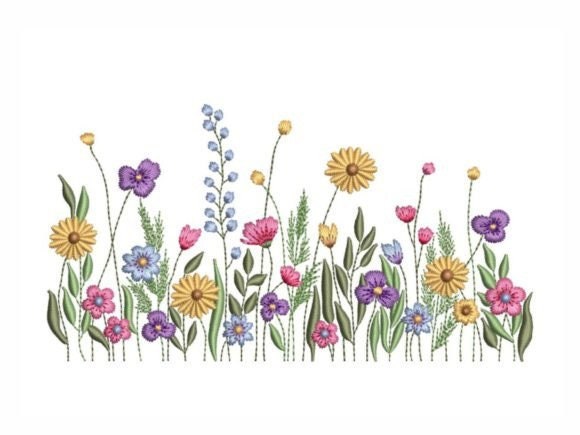 Wildflowers Embroidery Design - Etsy