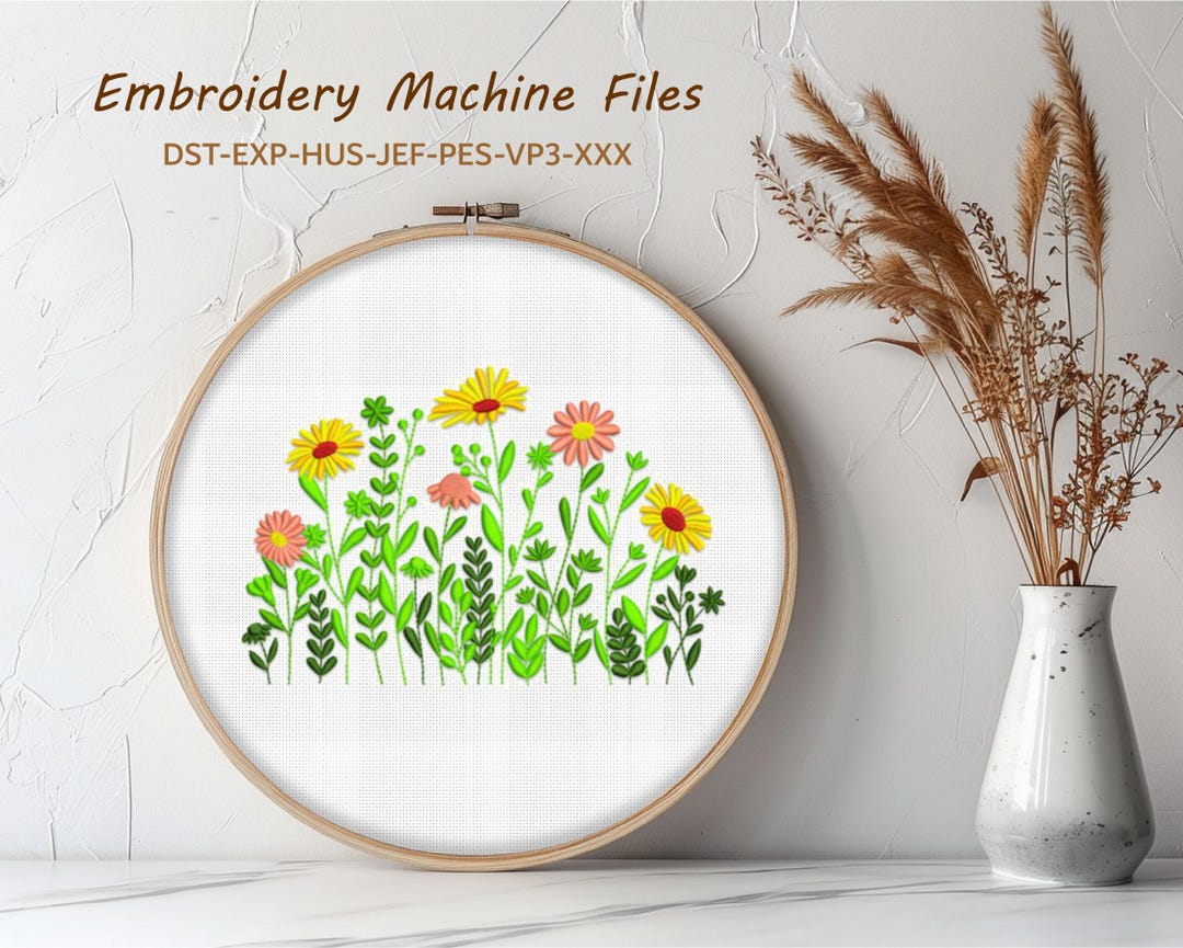 Wildflowers Meadow Embroidery Design - Etsy