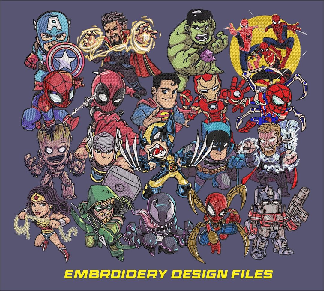 Embroidery Design Bundle | Pack | Superhero | Instant Download - Etsy