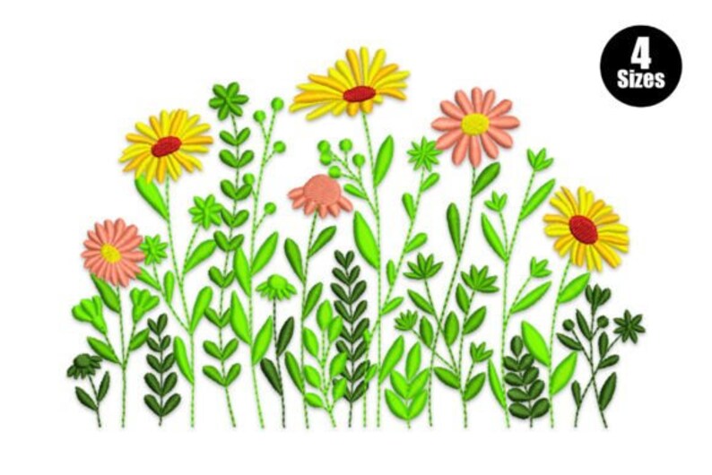 Wildflowers Meadow Embroidery Design - Etsy