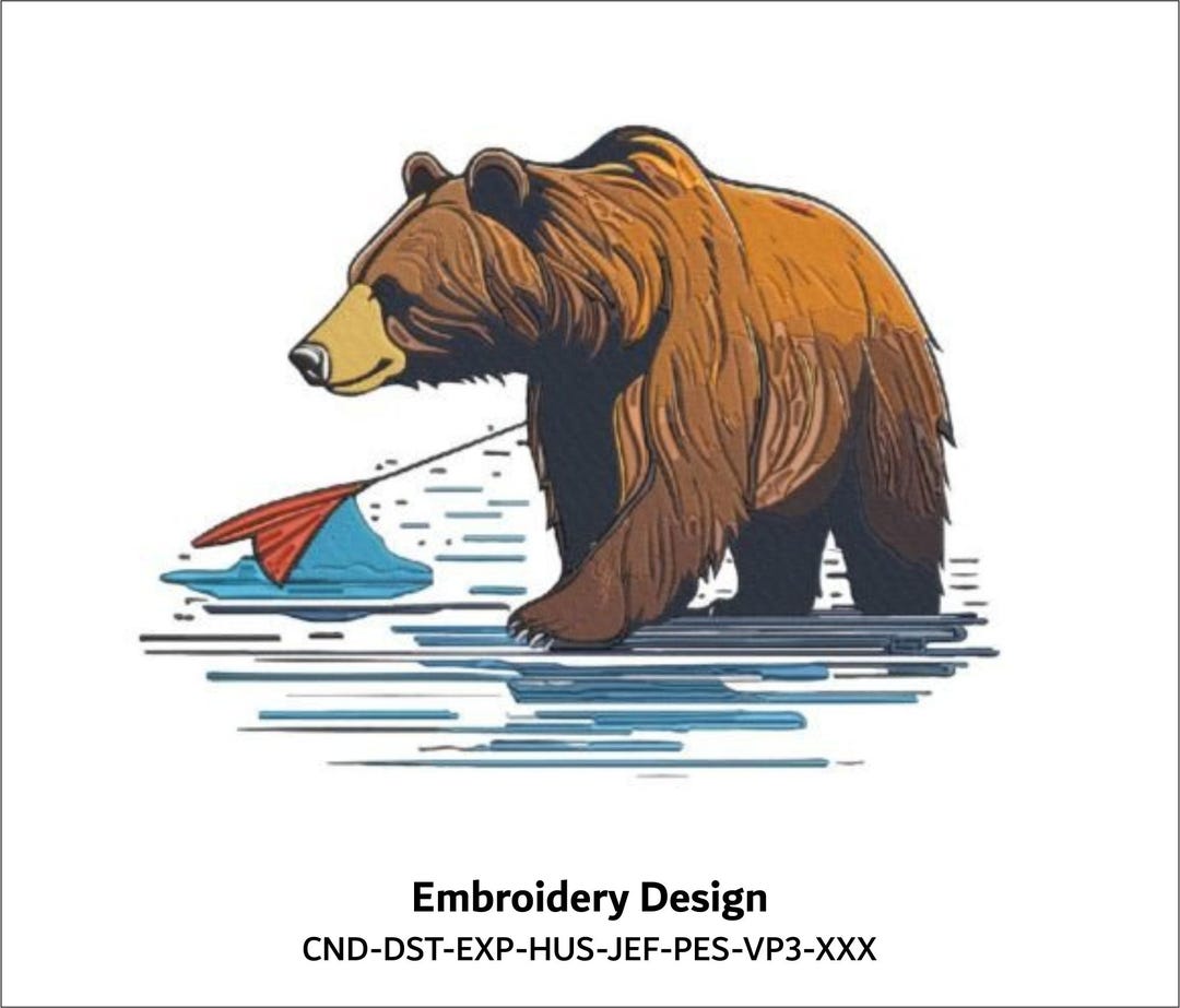 Bear in the River Embroidery Design Machine Files Instant Download 31 ...