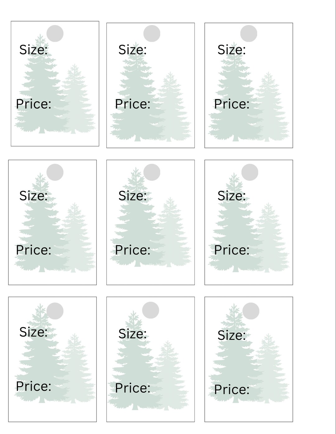 Digital Download Printable Size & Price Tag for Small Businesses - Etsy
