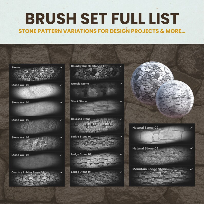17 Stone Procreate Texture Pattern Brushes Stone Wall, Natural Stone ...