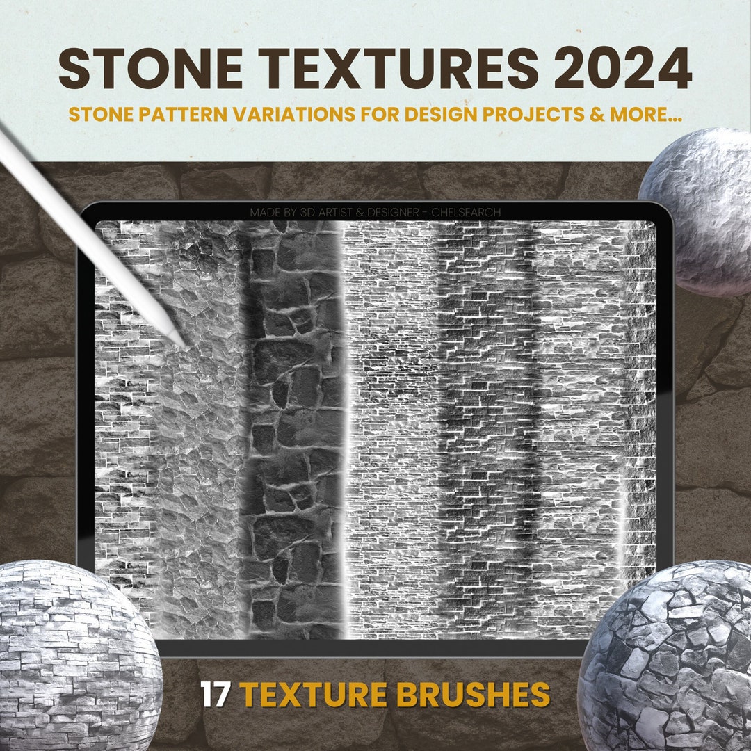 17 Stone Procreate Texture Pattern Brushes Stone Wall, Natural Stone ...