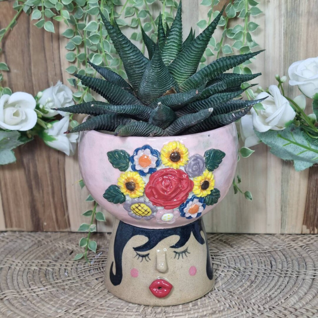 Pot on Head, Plant Pot Shaped Like a Cute Girl, Cactus, Ceramics ...