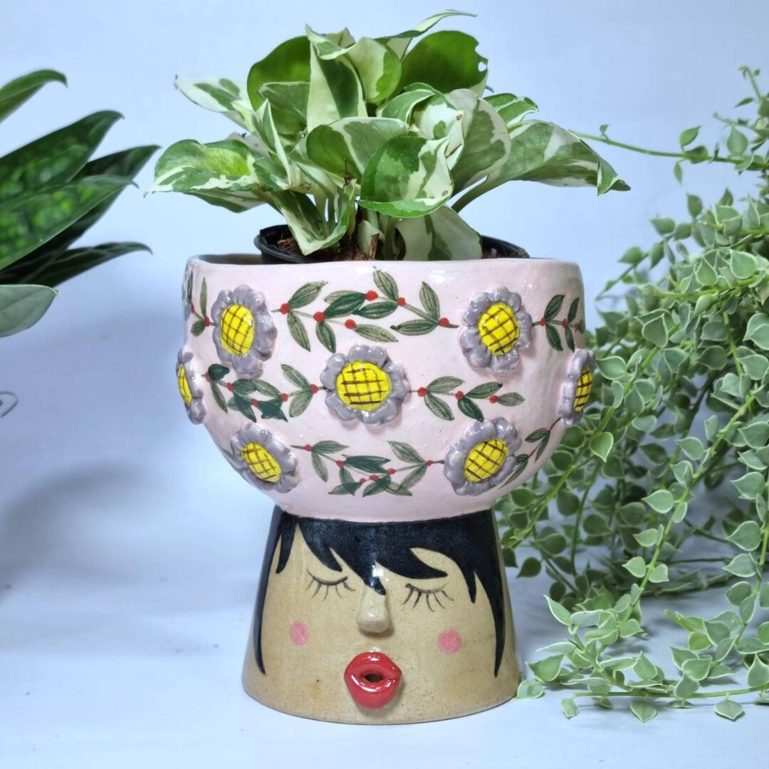 Plant Pot Shaped Like a Cute Girl, Cactus, Ceramics, Pottery, Handmade ...
