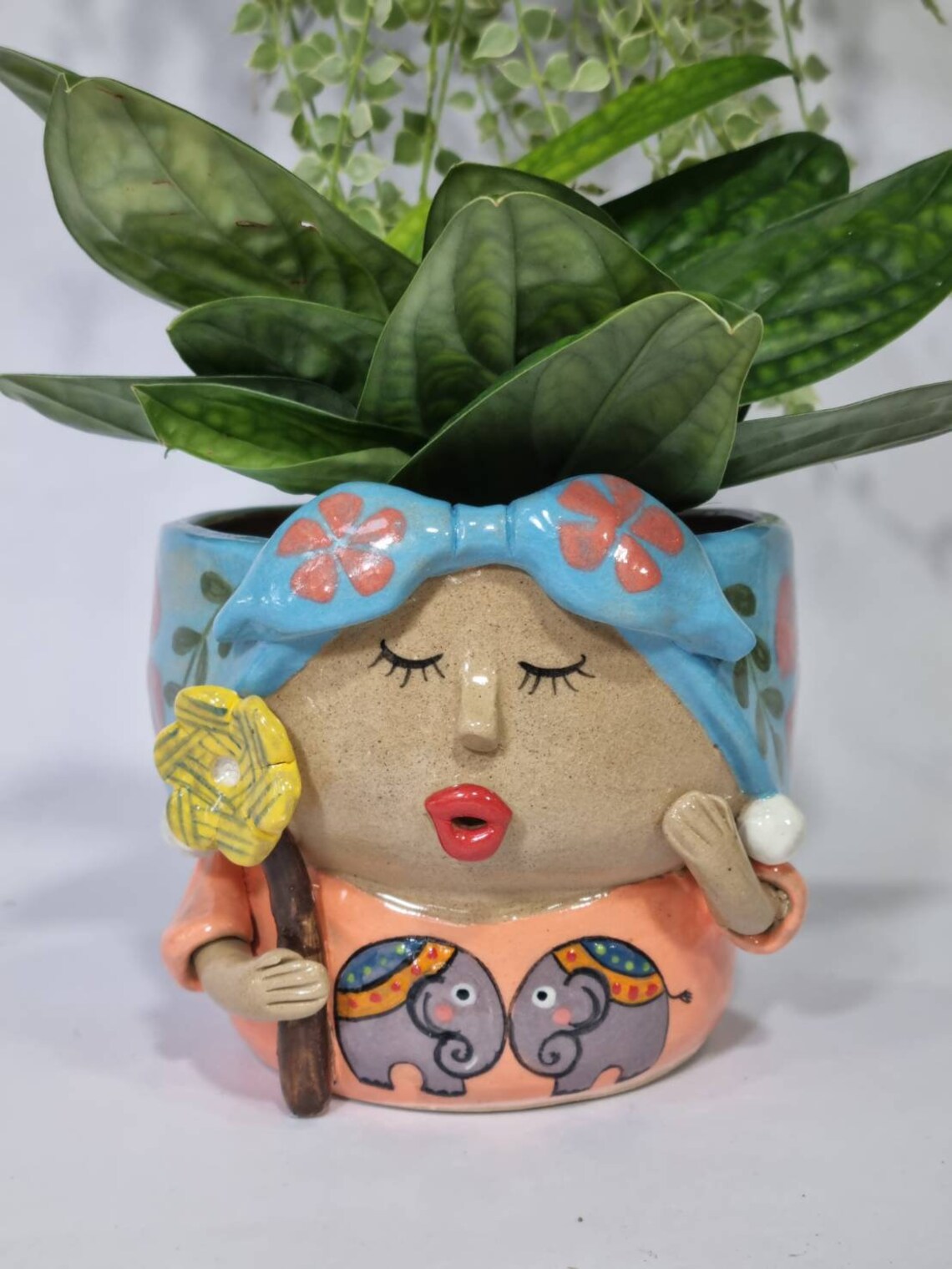 Plant Pot Shaped Like a Cute Girl, Cactus, Ceramics, Pottery, Handmade ...