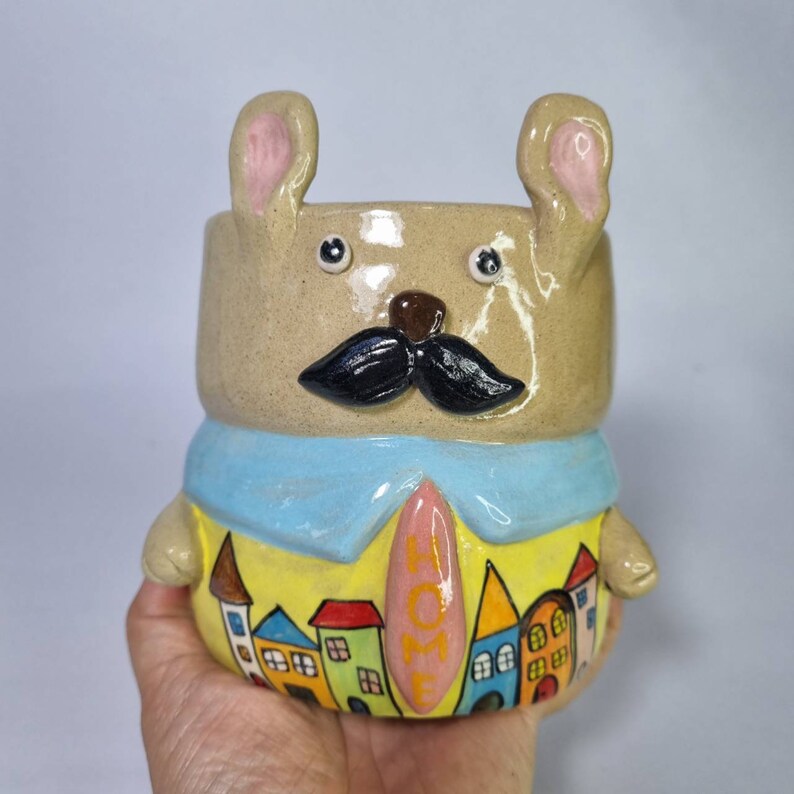 Plant Pot Shaped Like a Cute Uncle Rabbit, Cactus, Ceramics, Pottery ...