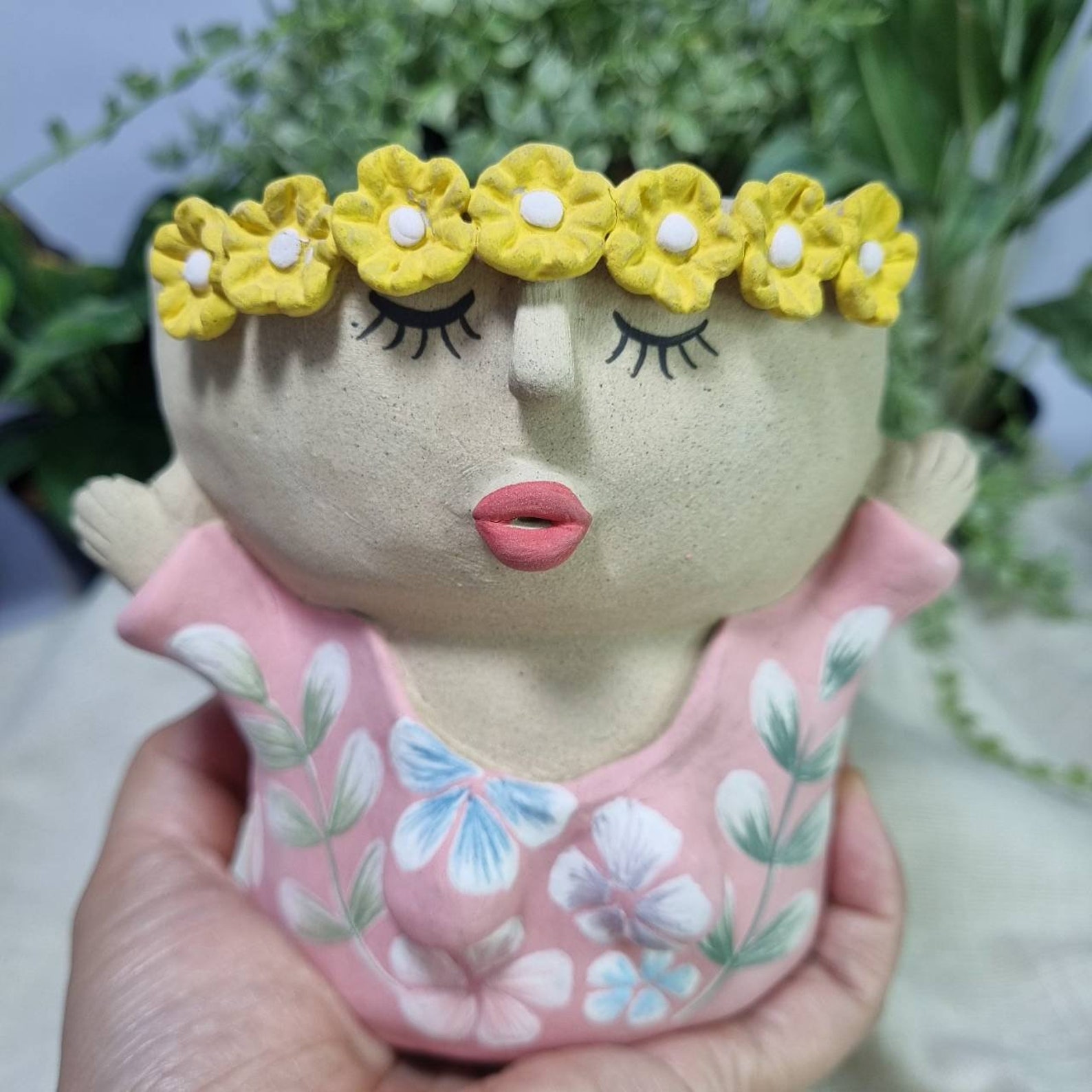 Plant Pot Shaped Like a Cute Girl, Cactus, Ceramics, Pottery, Handmade ...