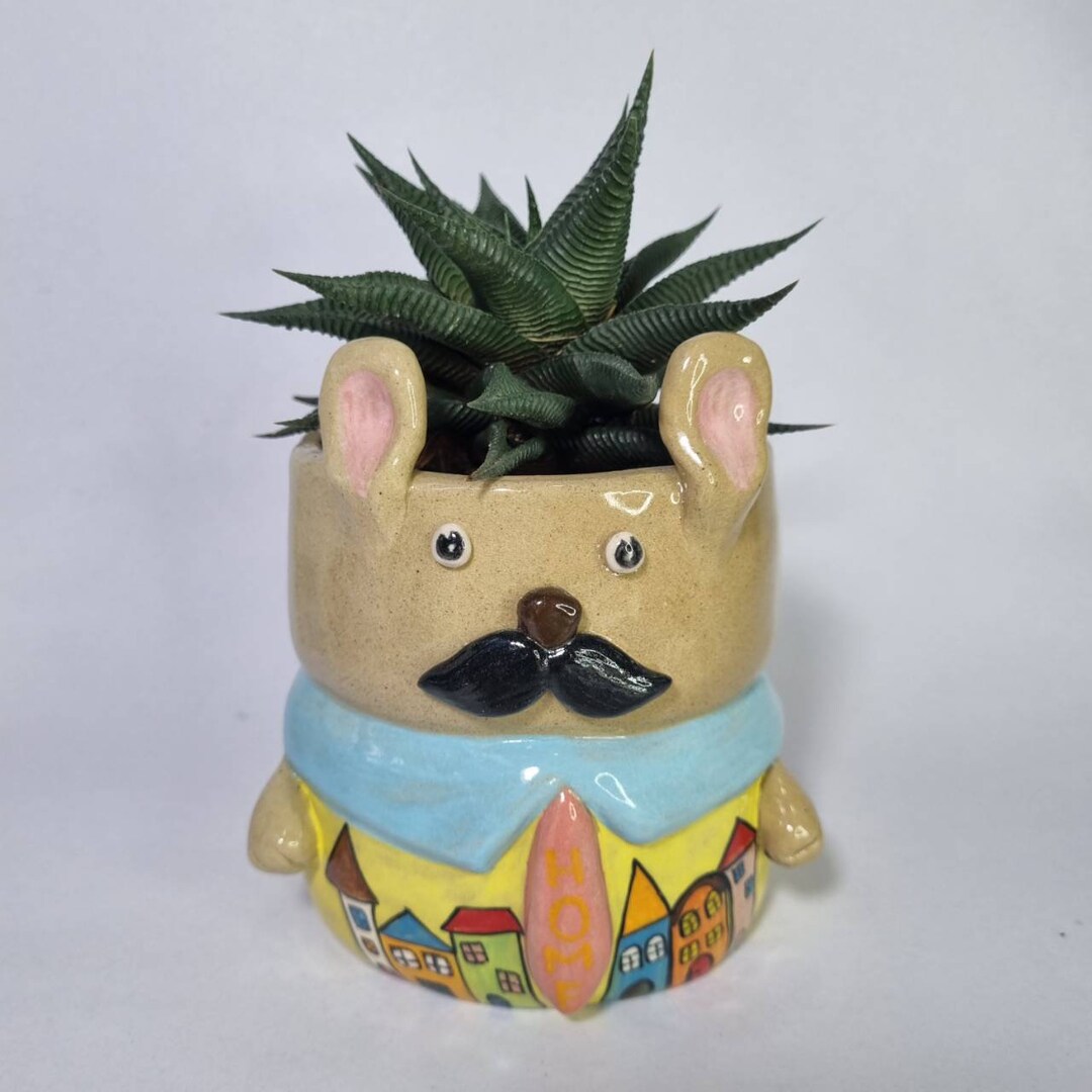 Plant Pot Shaped Like a Cute Uncle Rabbit, Cactus, Ceramics, Pottery ...