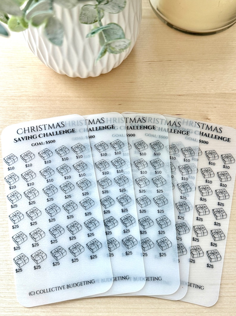 Christmas Packages Savings Challenge: Laminated Vellum Cash Tracker for ...