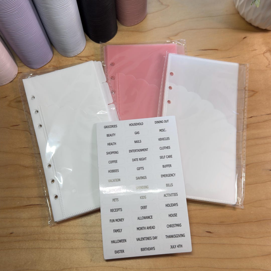 A6 Scalloped Pocket Envelopes | 2-pocket Binder Inserts | Clear • White ...