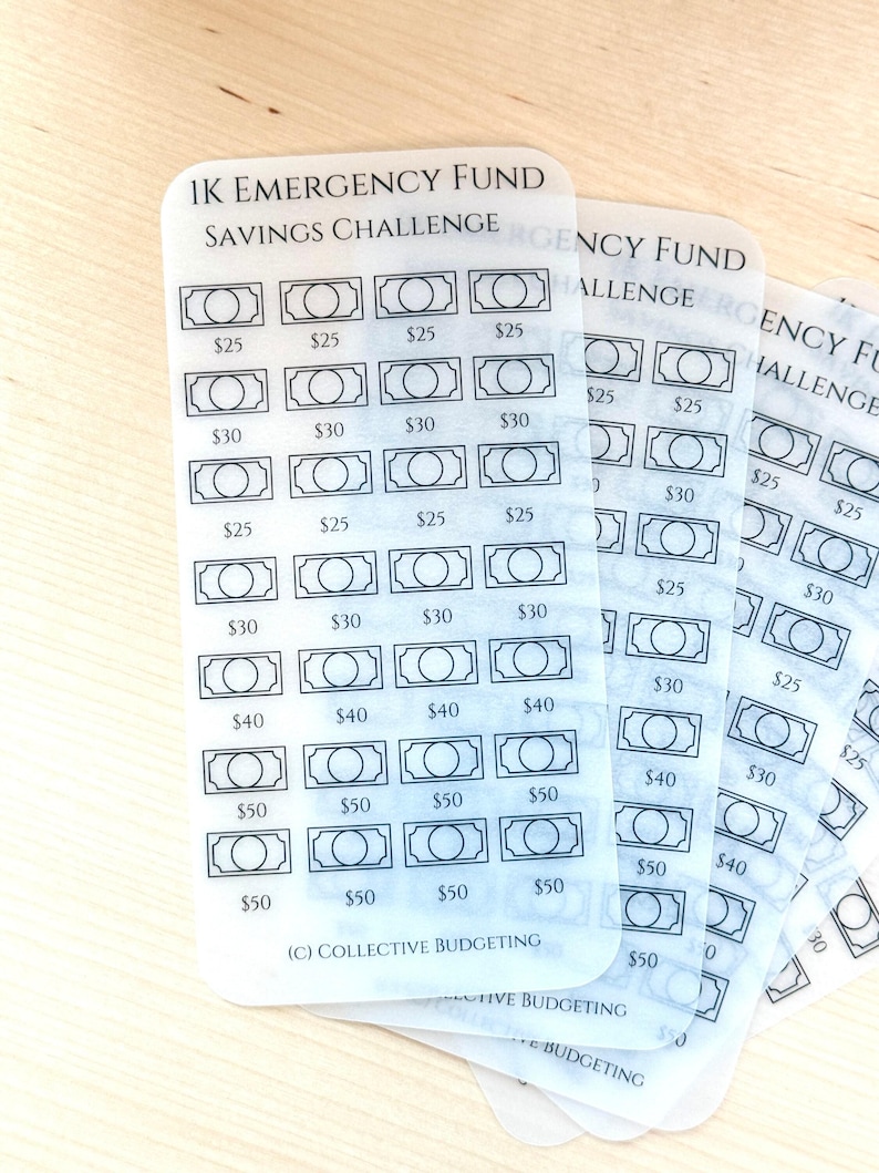 Laminated Savings Challenge Tracker, Cash Budgeting, Premium Vellum-5, 10, 20 Dollar Bill ...