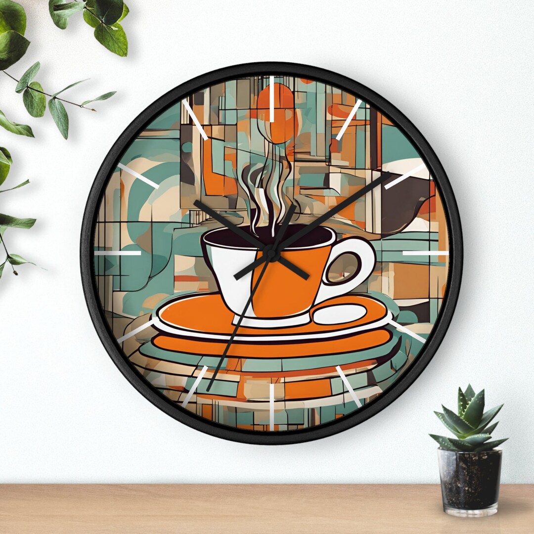 Abstract Mod Art Inspired Coffee Wall Clock, Kitchen Clock, Unique ...