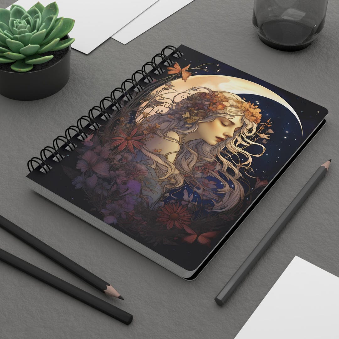 Fairycore Moon Journal: Celestial Floral Spiral Notebook - Etsy