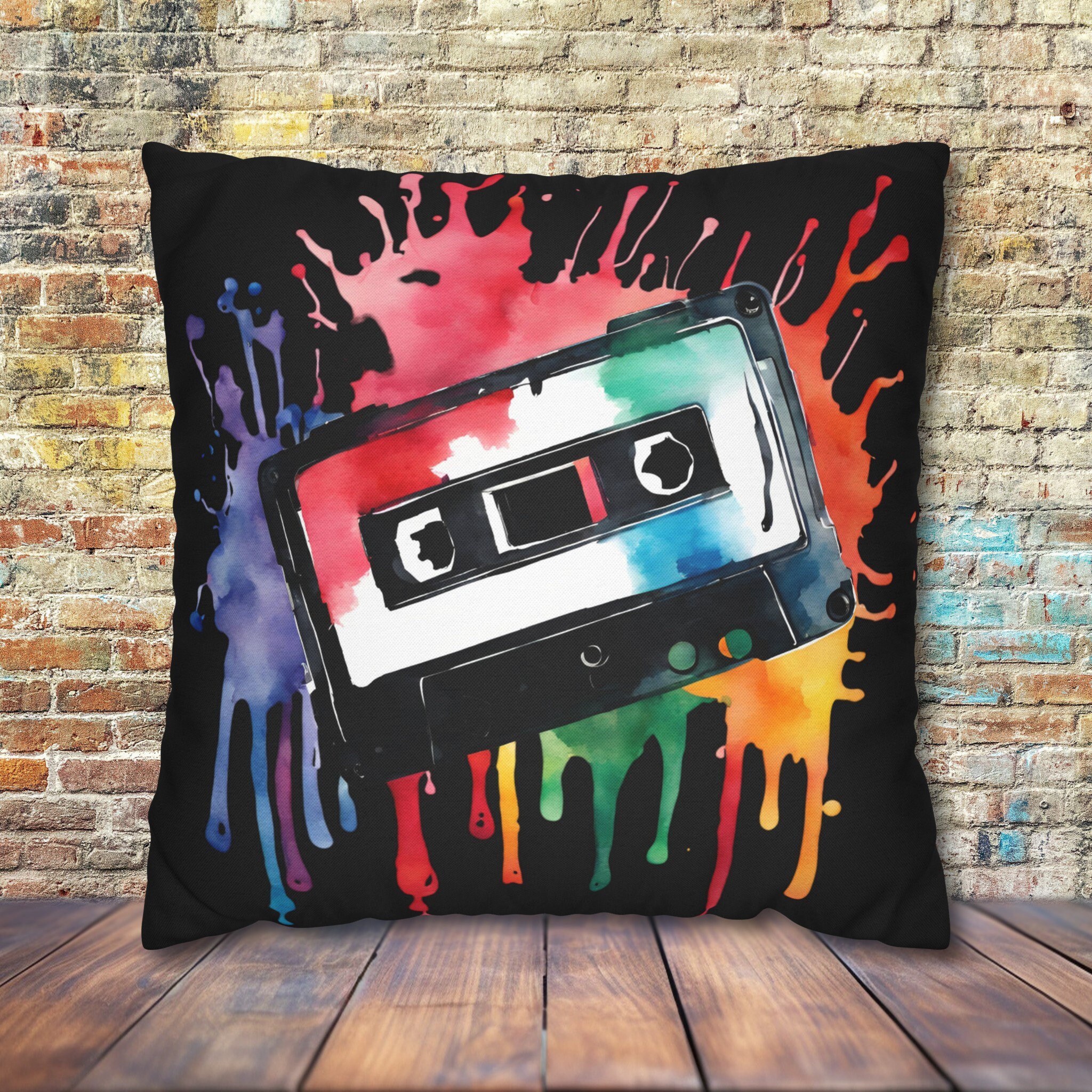 Watercolor Splash Cassette Tape Pillowcase, 80s 90s Nostalgia Retro ...