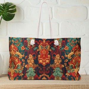 Unique Baroque Vintage Inspired Floral Weekender Bag, Retro Inspired ...
