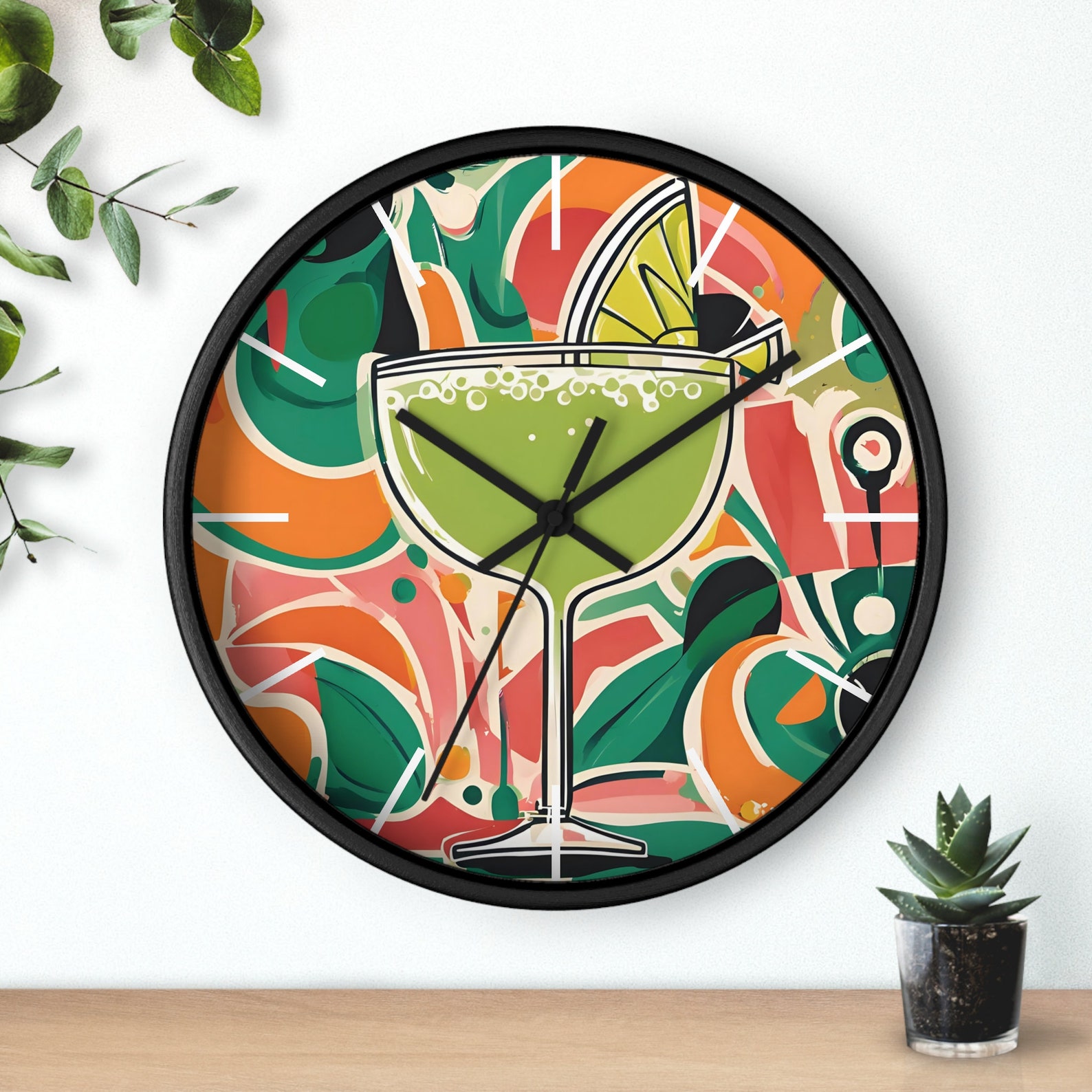 Pop Art Margarita Wall Clock, Cocktail Hour Kitchen Clock, Unique ...