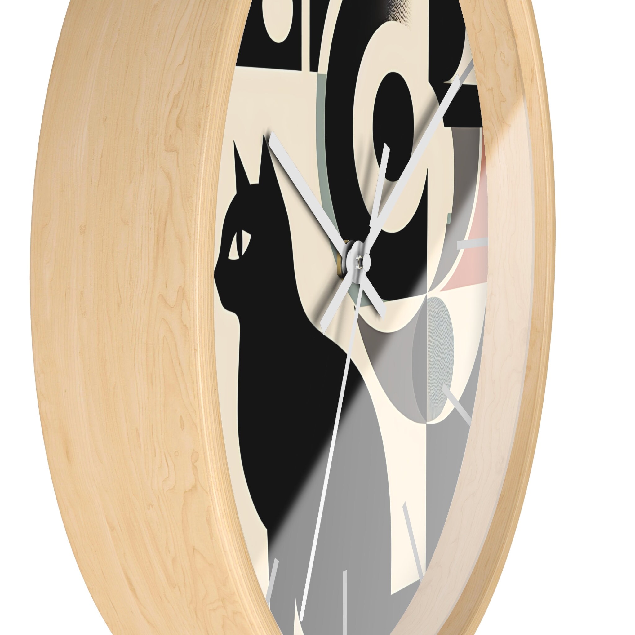 Abstract Modern Black Cat Wall Clock, 1950s 1960s Vintage Inspired Mid ...