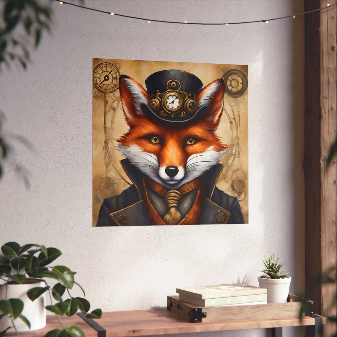 Steampunk Fox Portrait Matte Poster Steampunk Fox Wall Art Steampunk ...