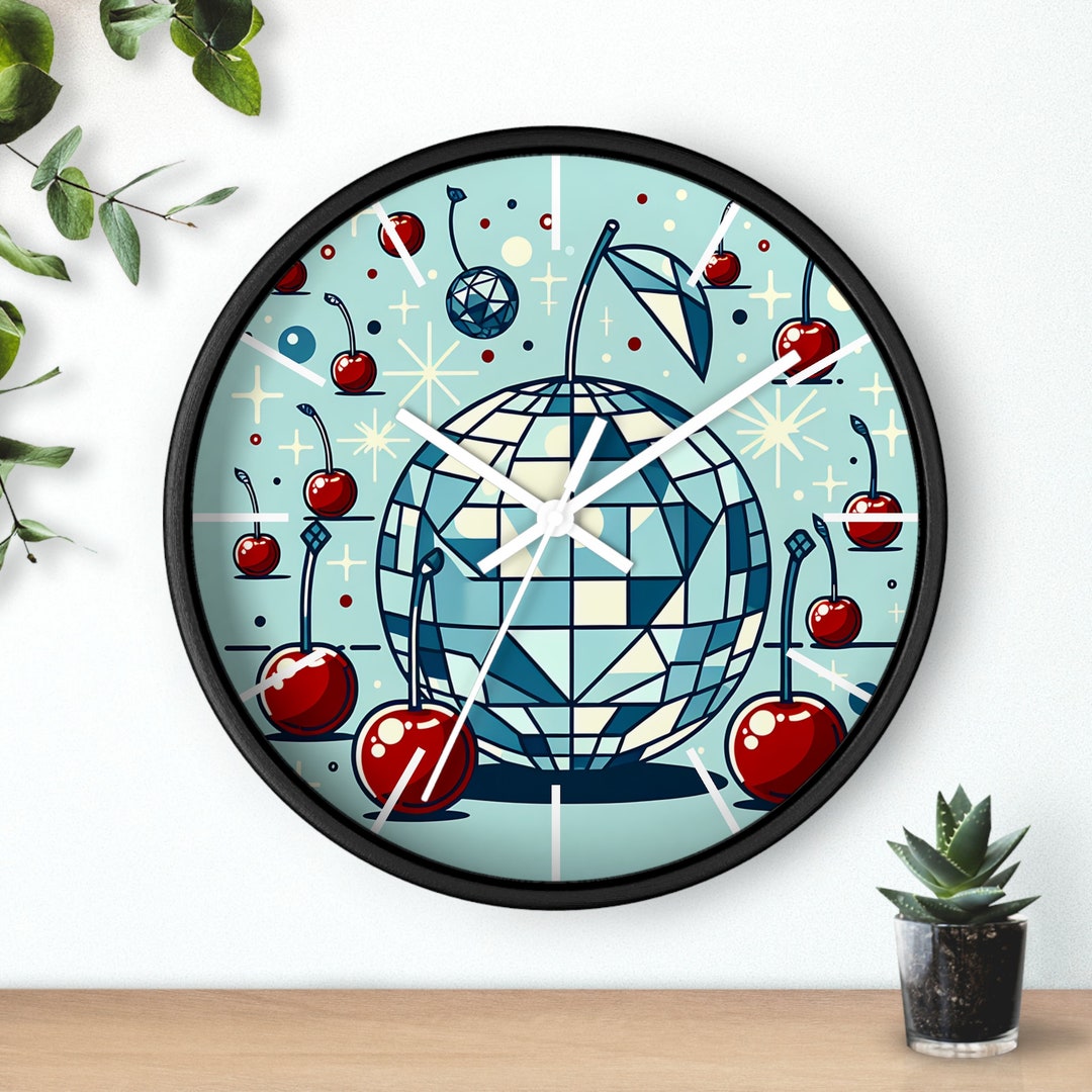 Abstract Modern Disco Cherry Wall Clock, Retro Wall Clock, Retro Decor ...