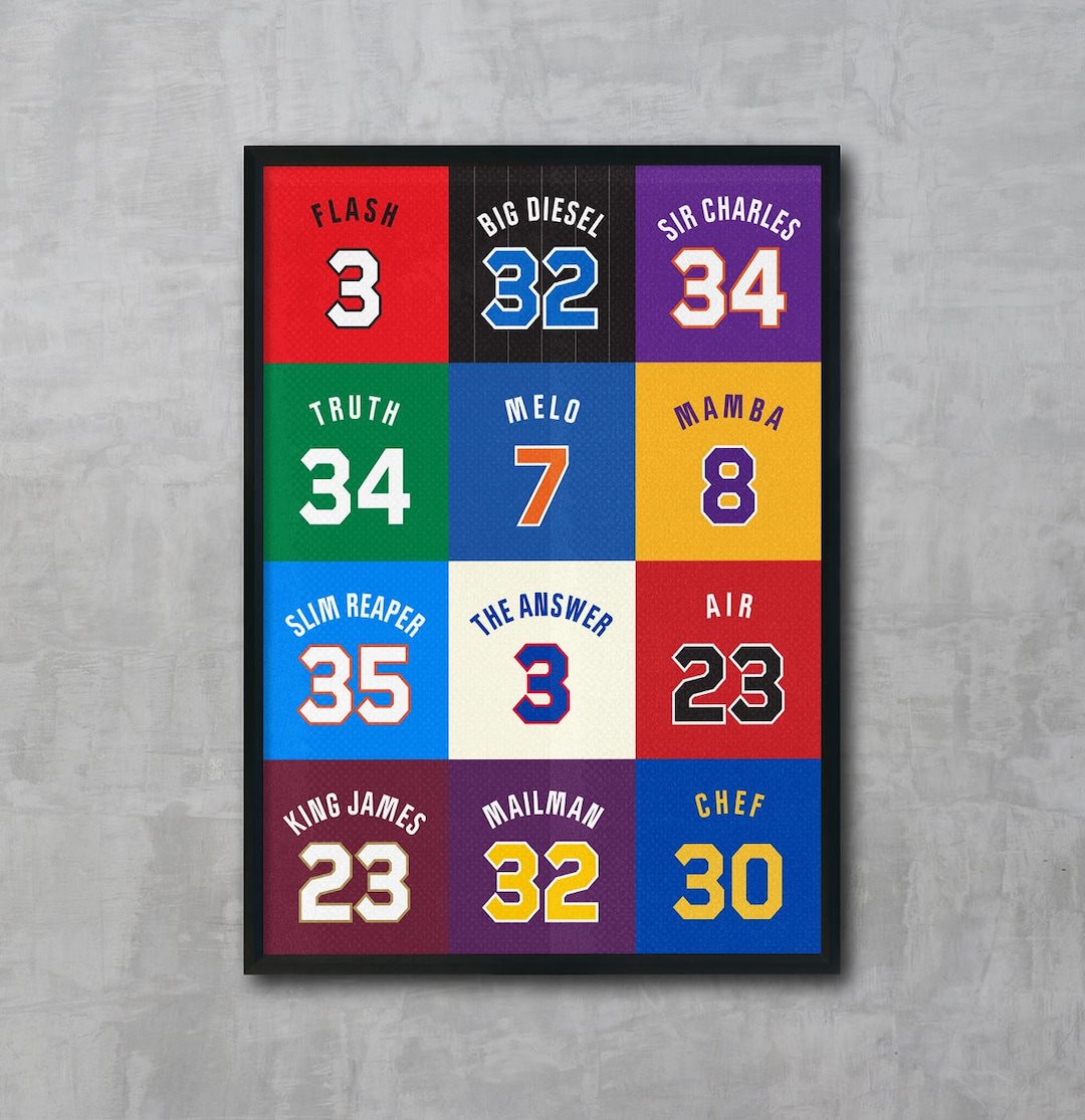 NBA Heroes Jersey Poster: Retro Basketball Fan Art (digital Download ...