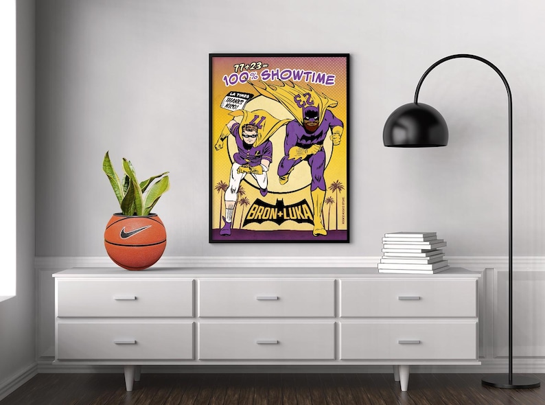 Luka Doncic Lakers Poster | Lebron James Wall Art | Home Office Art ...
