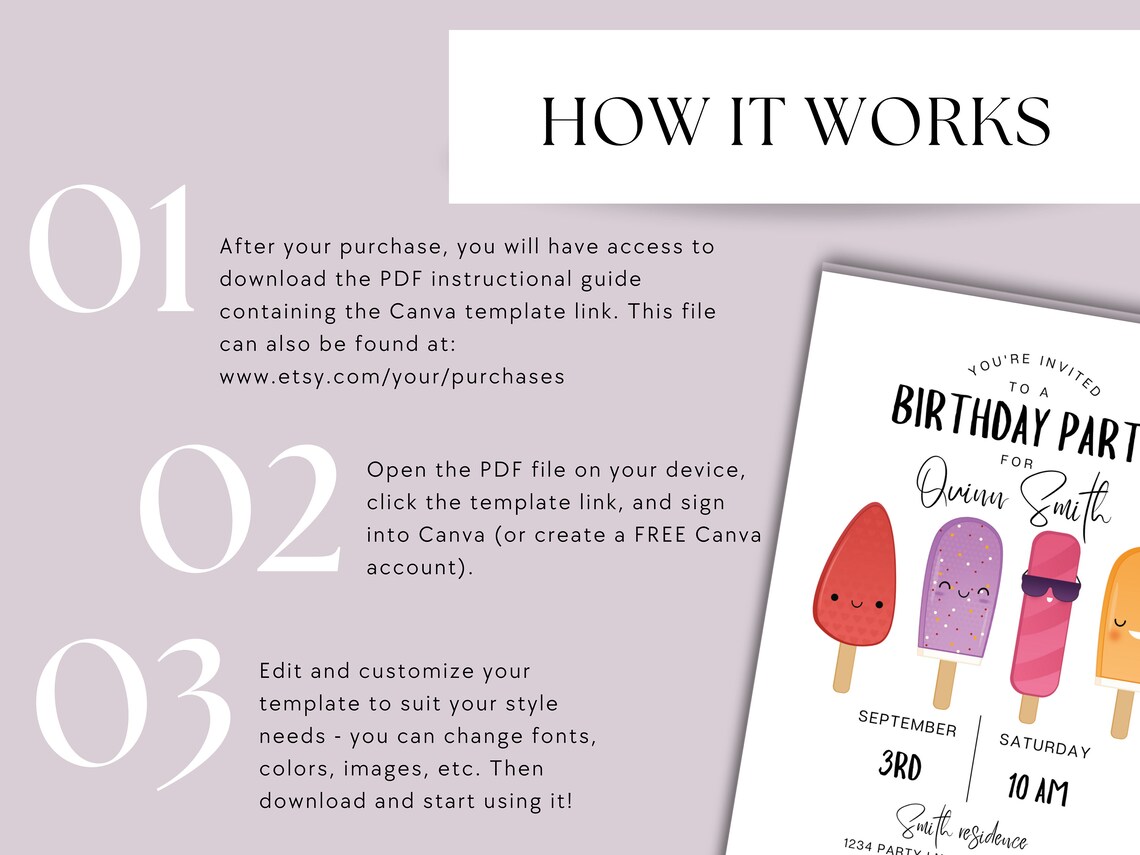 Popsicle Birthday Invitation, Summer Birthday Invitation, Popsicle ...