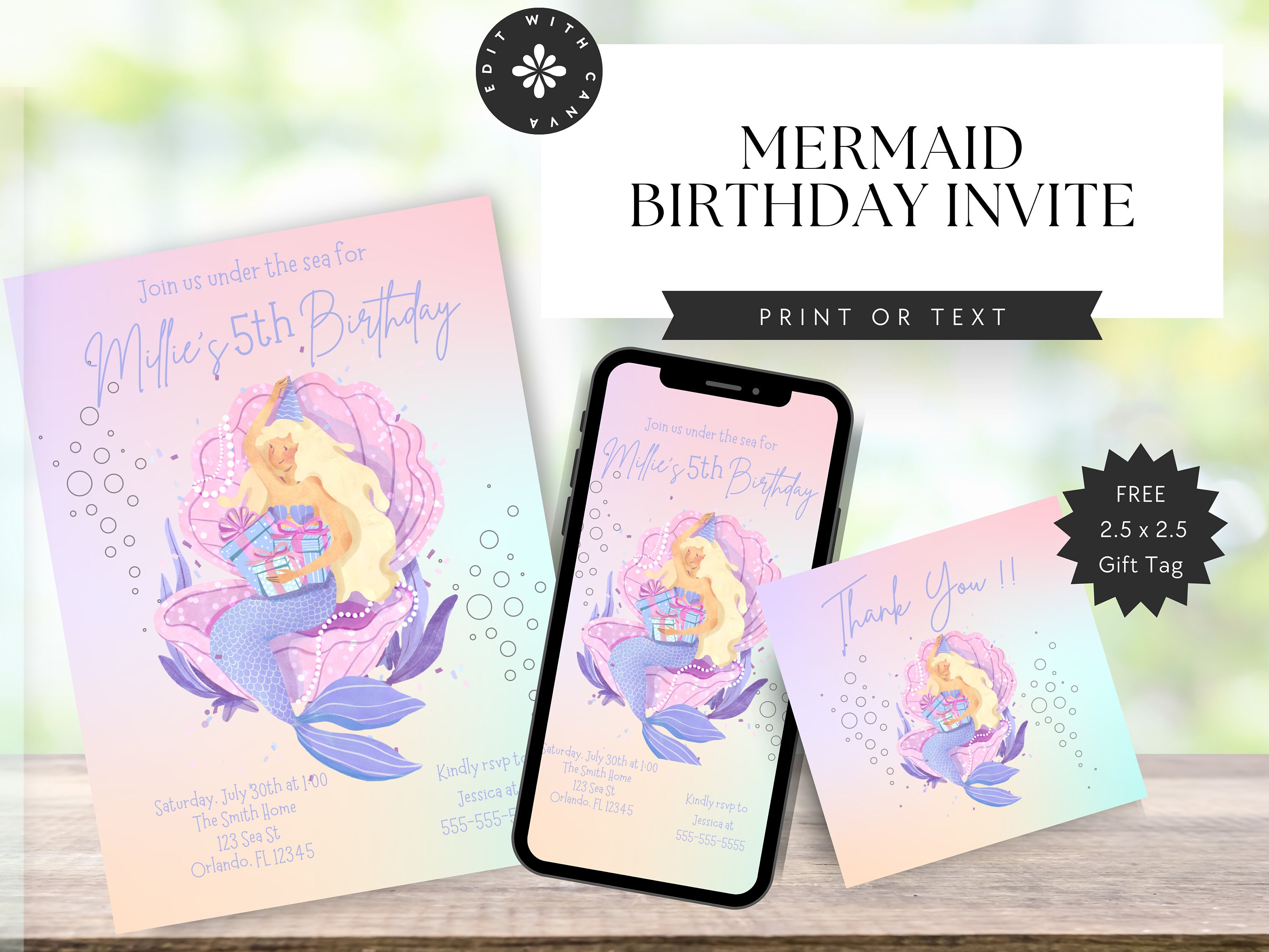 Mermaid Invitation | Mermaid Birthday Invitation | Under the Sea Invite ...