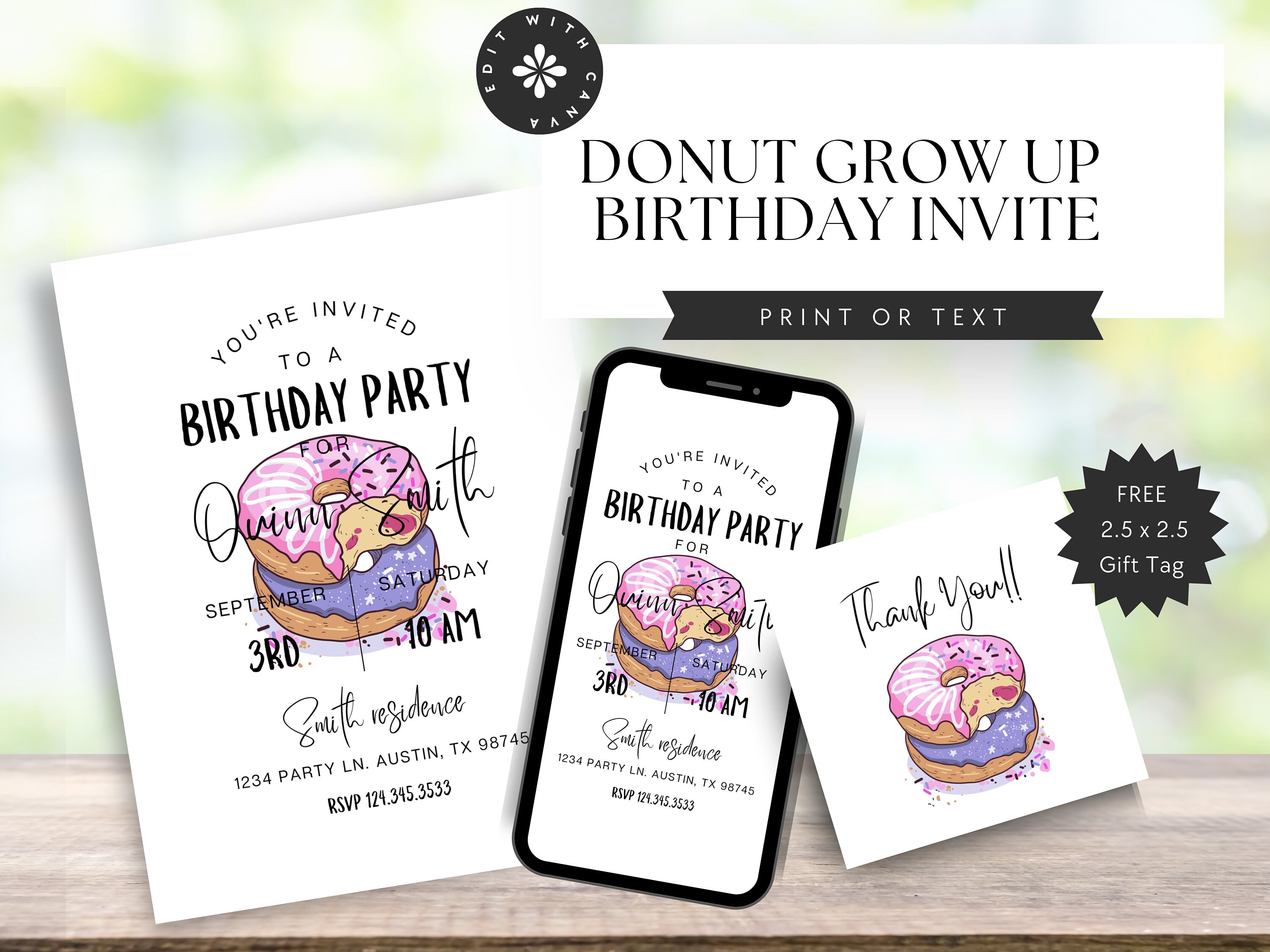Donut Birthday Invitation | Donut Invite | Donut Invitation | Donut ...