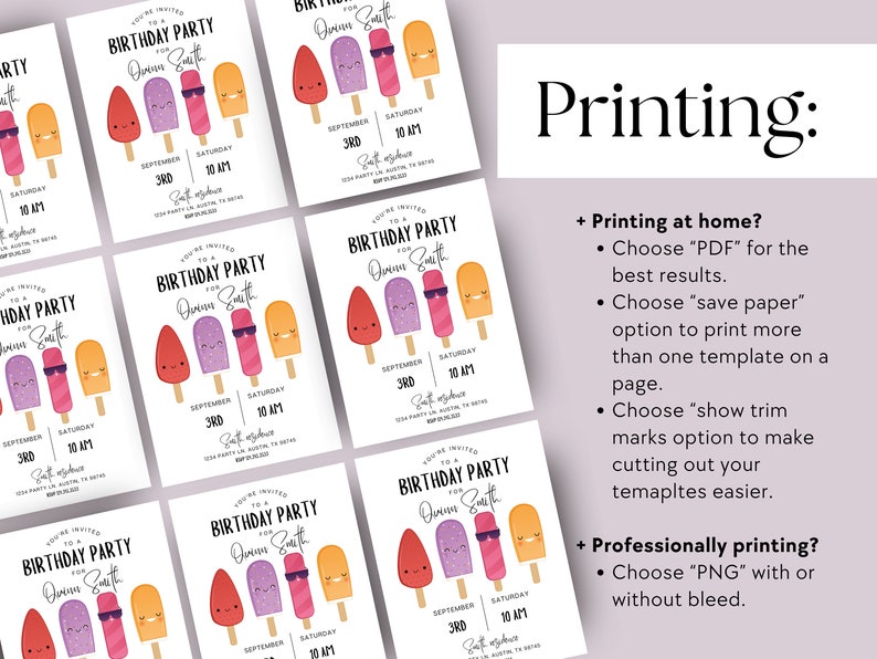 Popsicle Birthday Invitation, Summer Birthday Invitation, Popsicle ...